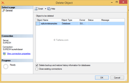 Delete Database In SQL Server Tutlane